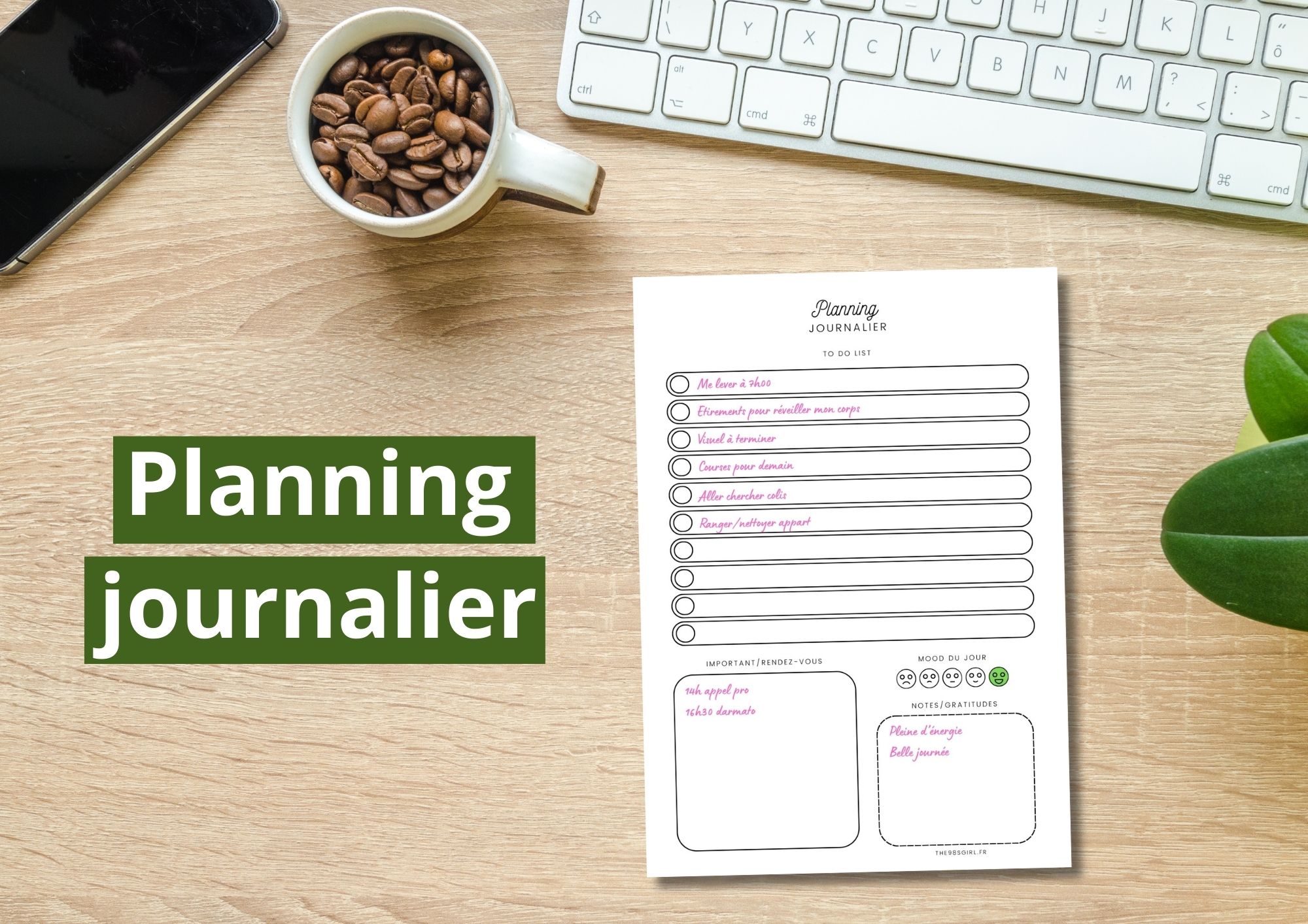 Planning journalier vierge : 3 super modèles à imprimer - AnneSo Orga