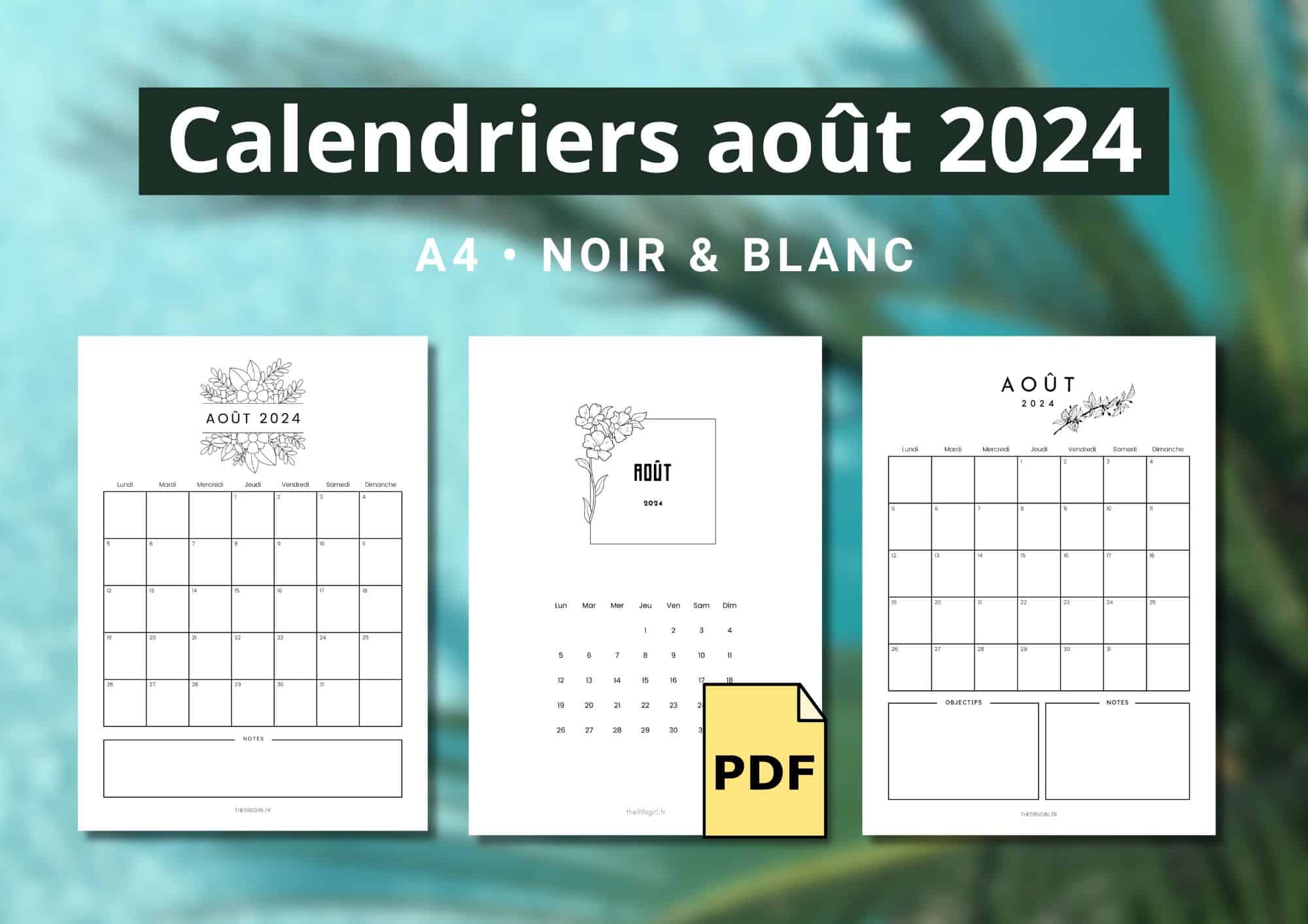 2024 | Calendriers & planners datés du mois d'août à imprimer - AnneSo Orga
