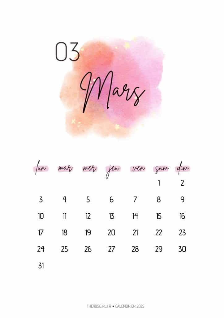 Calendriers mois par mois pour 2025 | thème magique - AnneSo Orga